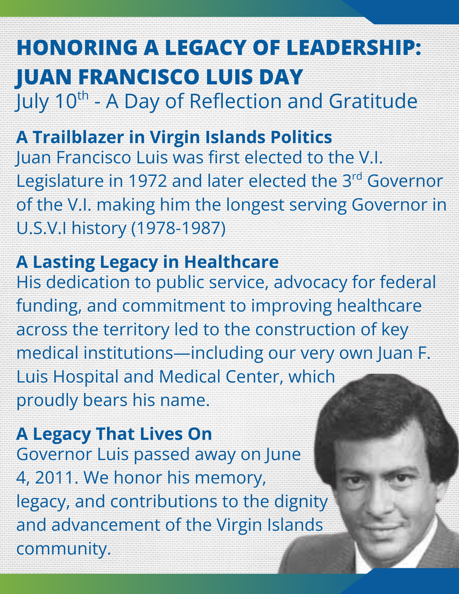 Honoring a Legacy of Leadership: Juan F. Luis Day in the U.S. Virgin ...